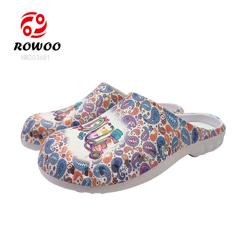 Customized Logo Printing Rubber Sole Clog Sandals Summer Beach Slip-On ...